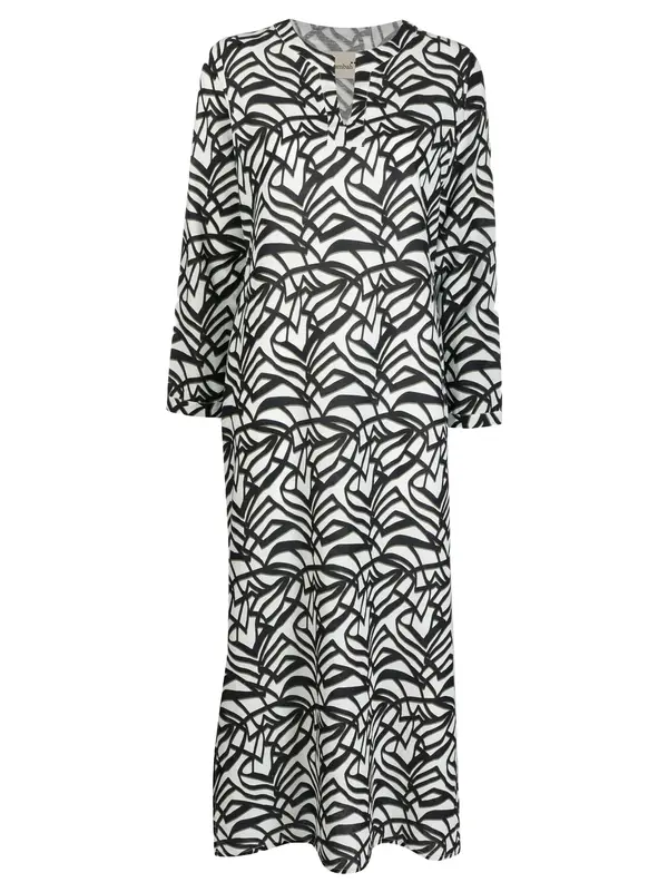 BAMBAH Geometric-pattern Print Midi Dress - Black