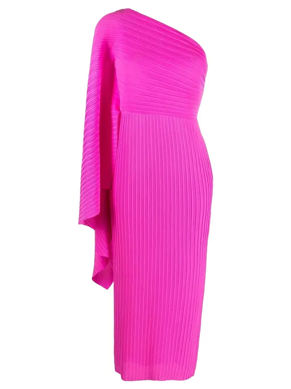 Solace London Ribbed One-shoulder Midi Dress - Pink