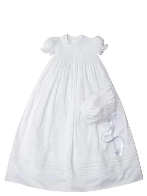 KISSY KISSY Silene Cotton Christening Gown & Bonnet - White