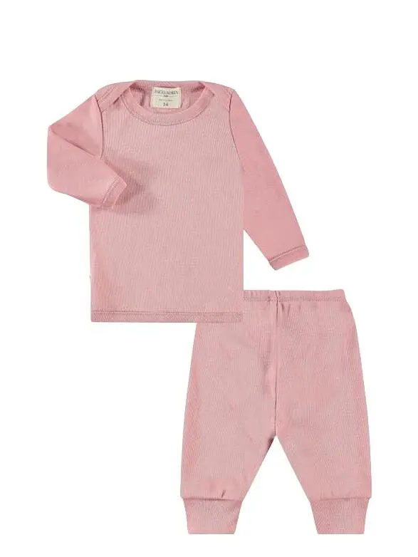 PAIGELAUREN Ribbed Sweatshirt & Pants Set - Pink