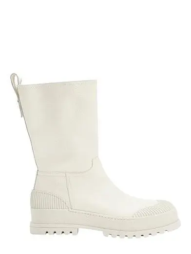 8 BY YOOX Leather Cap Toe Ankle Boots - White