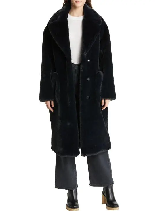 UGG Avaline Faux Fur Longline Coat - Tar