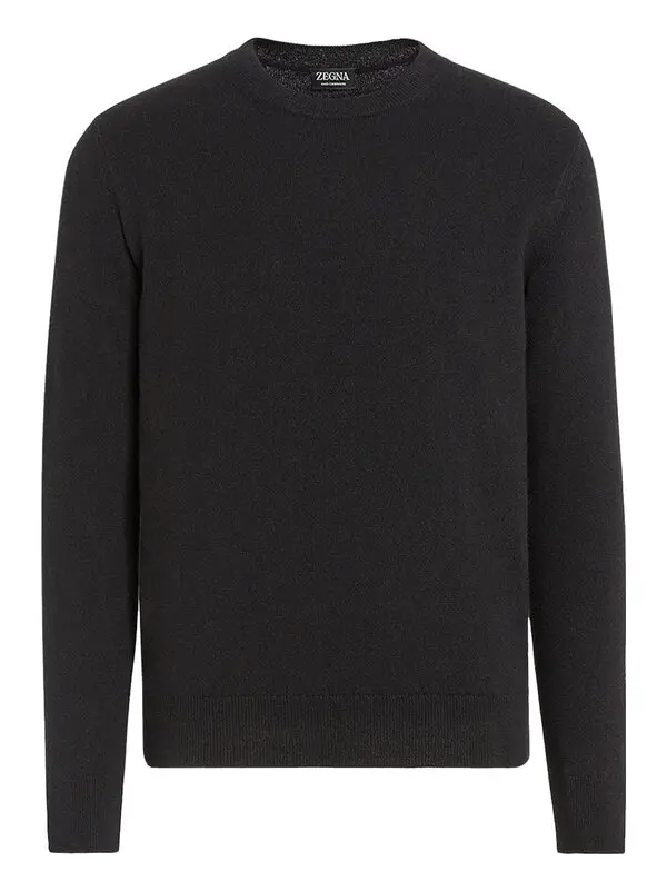 Zegna Cashmere Crewneck Sweater - Black Solid