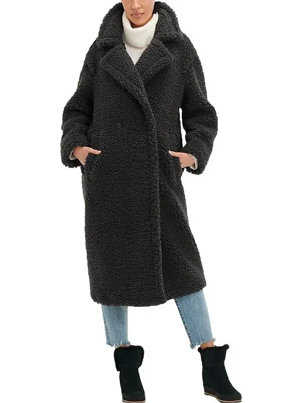 UGG Gertrude Long Teddy Coat - Ink Black