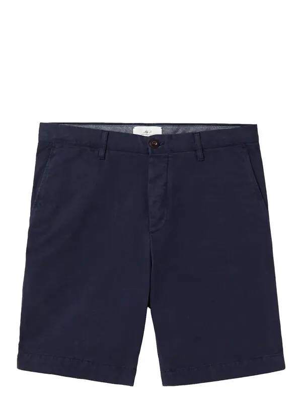 Mr P. Straight-leg Garment-dyed Cotton-twill Bermuda Shorts - Blue