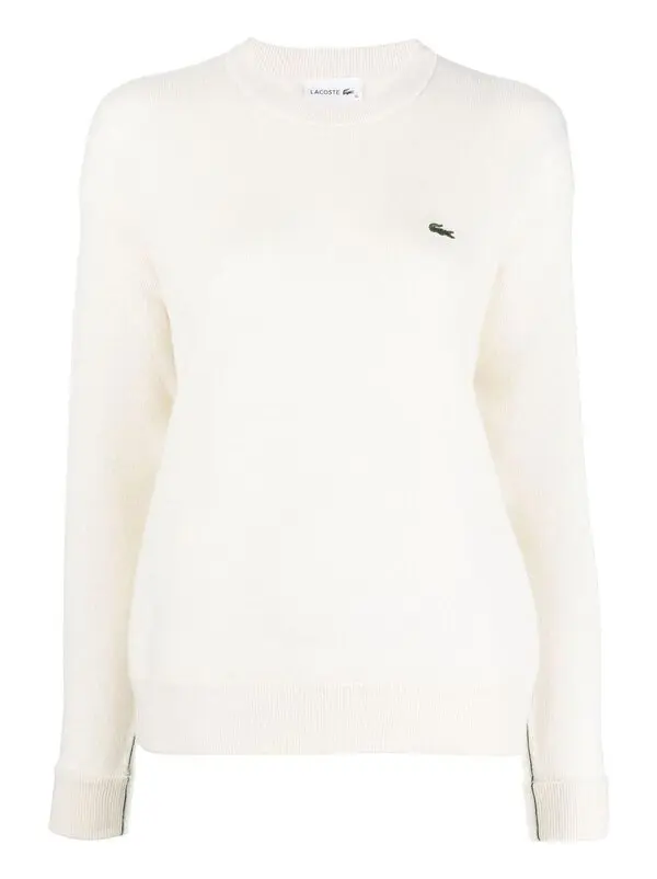 Lacoste Logo-patch Crew-neck Jumper - White