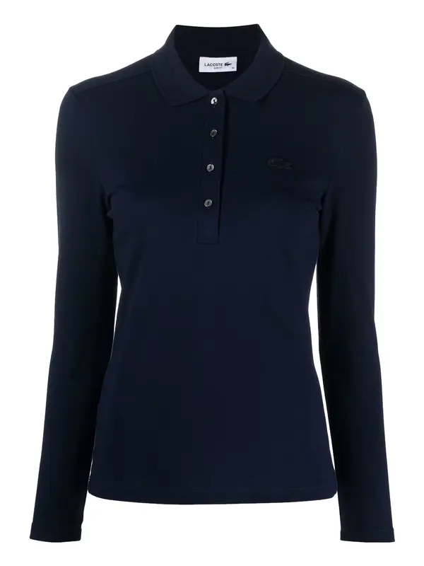 Lacoste Logo-patch Long-sleeve Polo Shirt - Blue