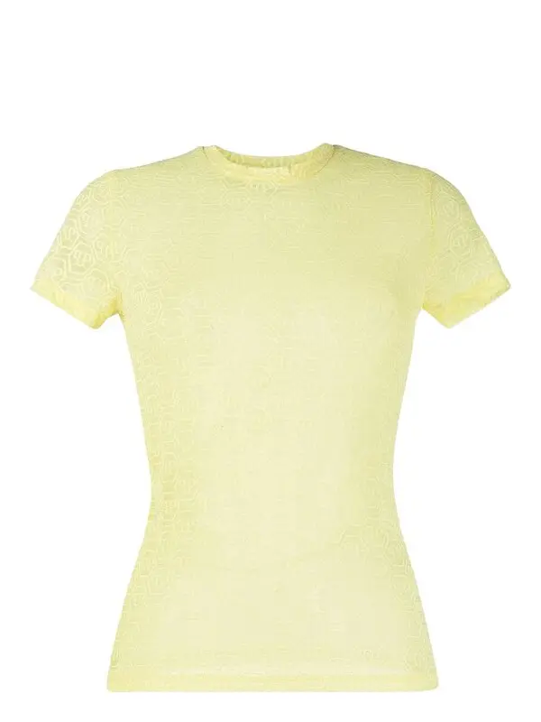 Philipp Plein Monogram-pattern Tulle T-shirt - Yellow