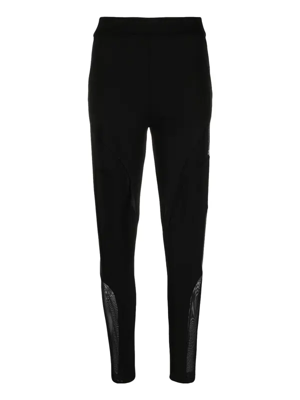 Philipp Plein Sheer-panel Ribbed Stretch Leggings - Black