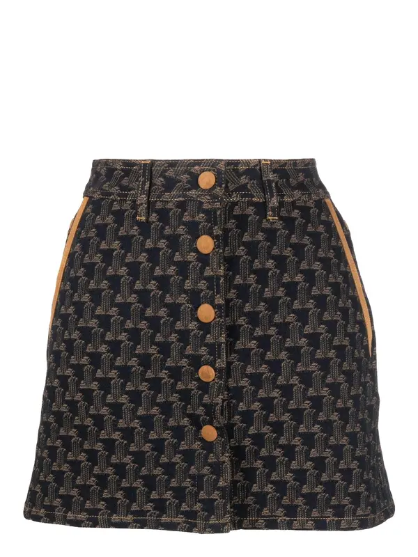 LANVIN Logo-jacquard Denim Skirt - Blue