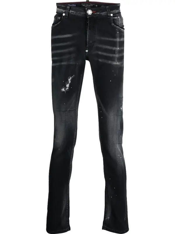 Philipp Plein Distressed Skinny-cut Jeans - Black