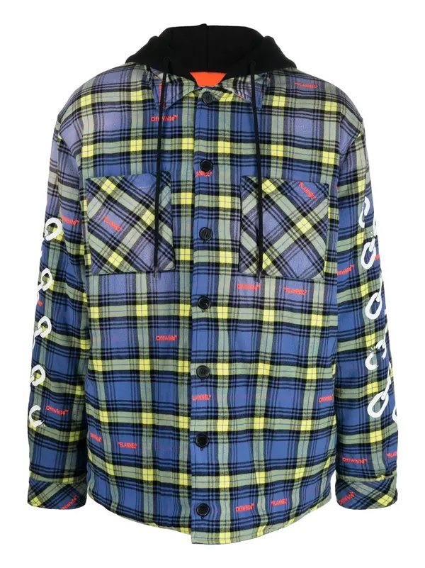 Off-White Plaid-check Shirt Jacket - Blue