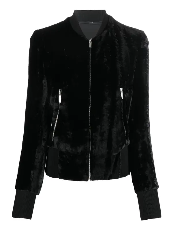 SAPIO Velvet Bomber Jacket - Black