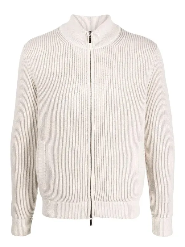 MOORER Ribbed Knit Virgin Wool Jumper - Neutrals