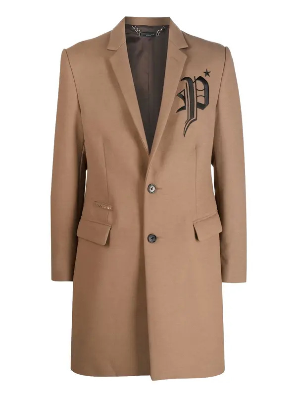 Philipp Plein Gothic Plein Single-breasted Coat - Brown
