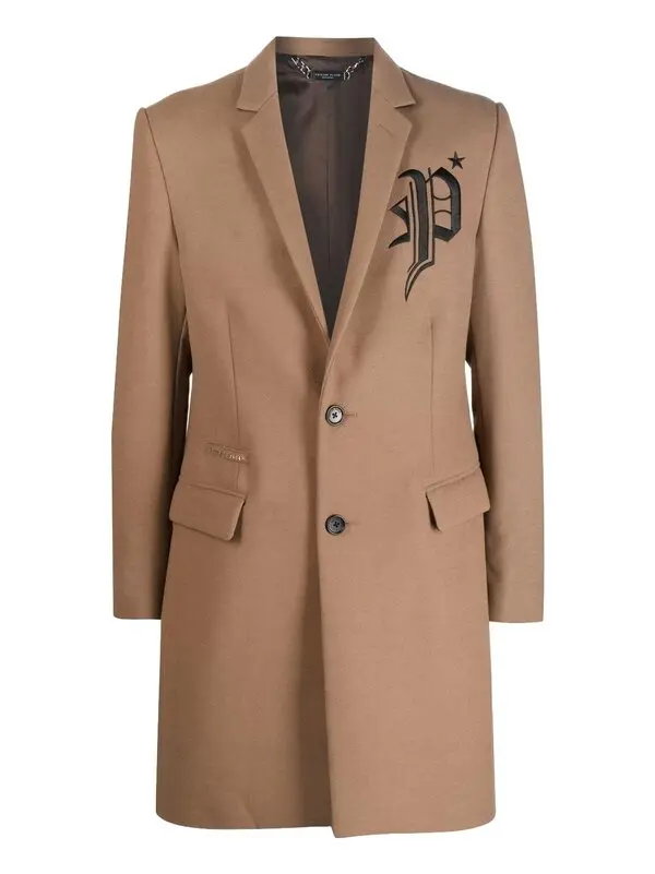 Philipp Plein Gothic Plein Single-breasted Coat - Brown