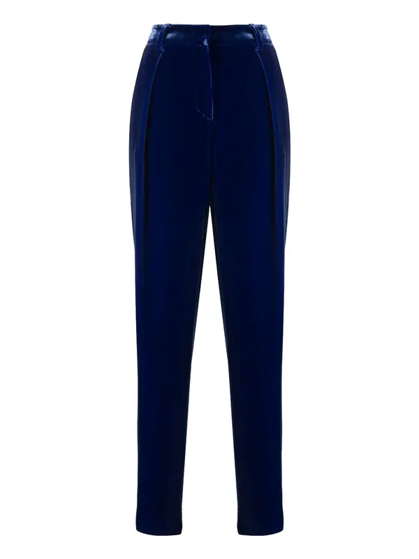 Giorgio Armani Straight-leg Velvet Trousers - Blue