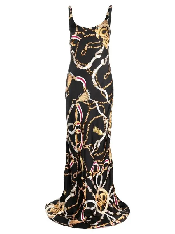 Just Cavalli Harness-print Gown - Black