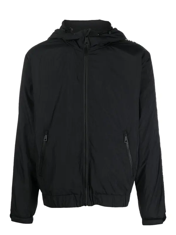 Versace Logo-tape Hooded Jacket - Black