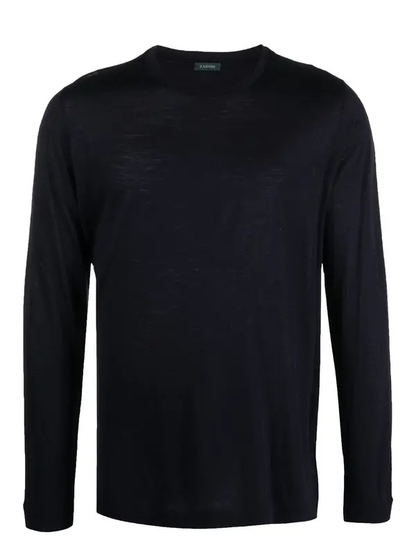 ZANONE Crew-neck Virgin Wool T-shirt - Blue