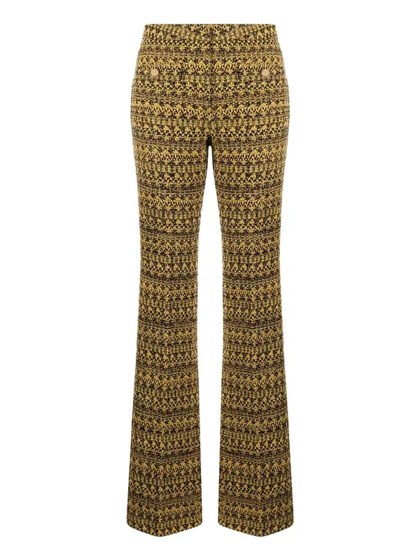 Alessandra Rich Graphic Print Flared Trousers - Yellow