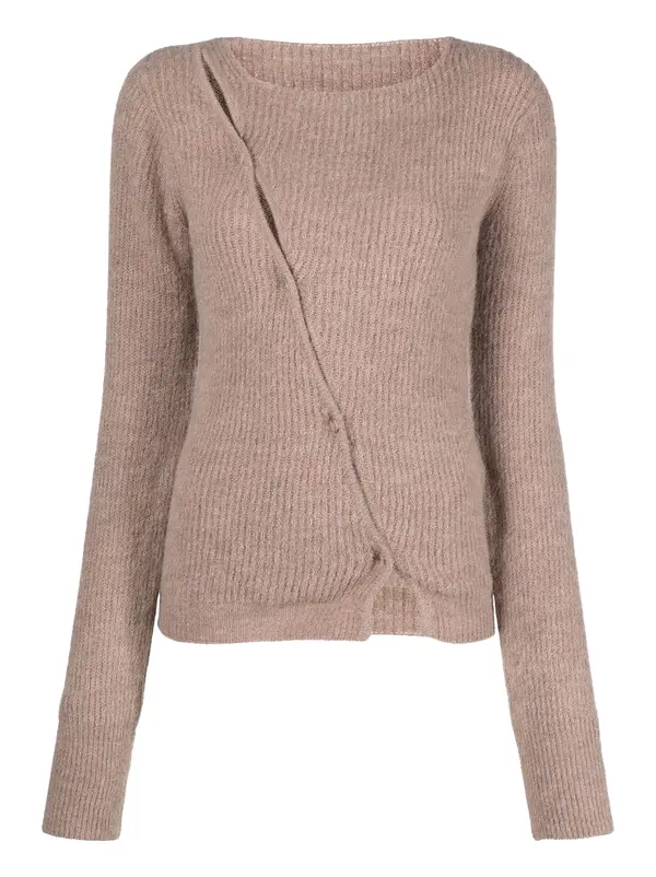 Jacquemus La Maille Pau Asymmetric Cardigan - Brown