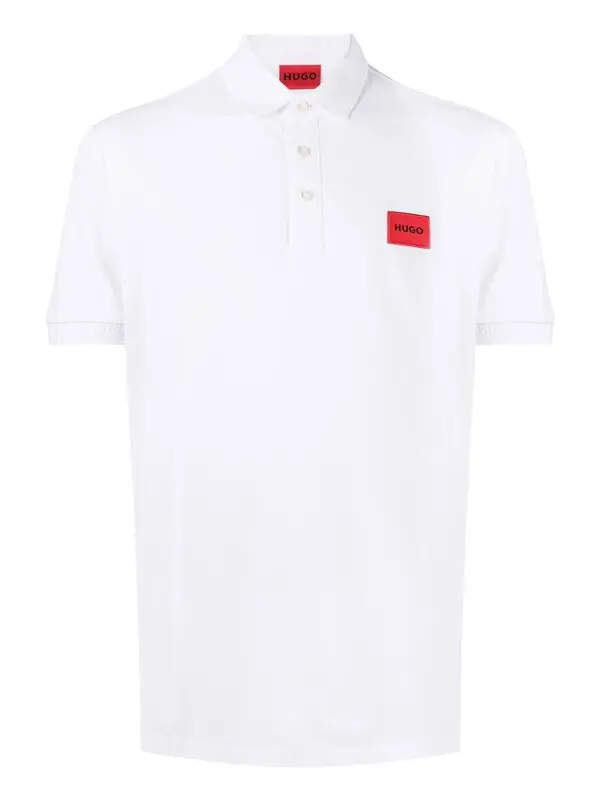 Hugo Logo-patch Cotton Polo Shirt - White