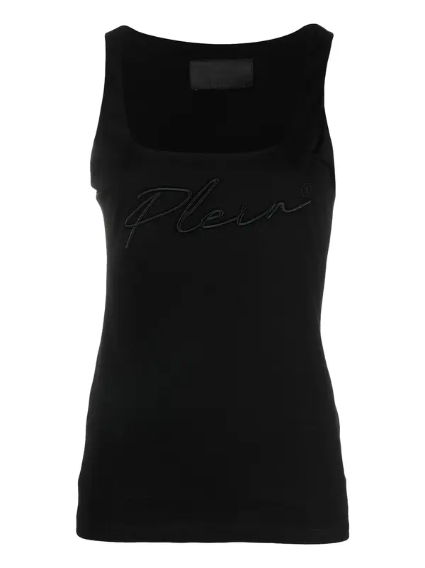 Philipp Plein Logo-embroidered Tank Top - Black