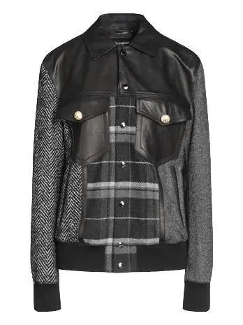 Dolce & Gabbana Jacket In Lambskin, Virgin Wool, Wool, Polyamide, And Silk - Black