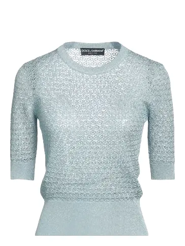 Dolce & Gabbana Metallic Crochet-knit Viscose-blend Sweater - Blue