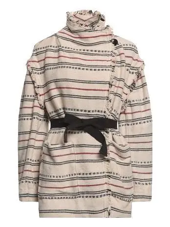 MARANT ETOILE Belted Striped Jacquard Coat - Beige