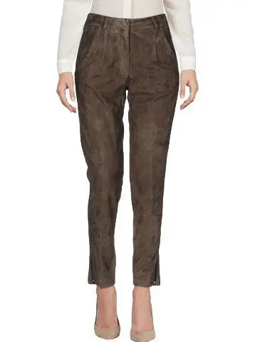 Eleventy Tapered Leg Leather Pants - Beige