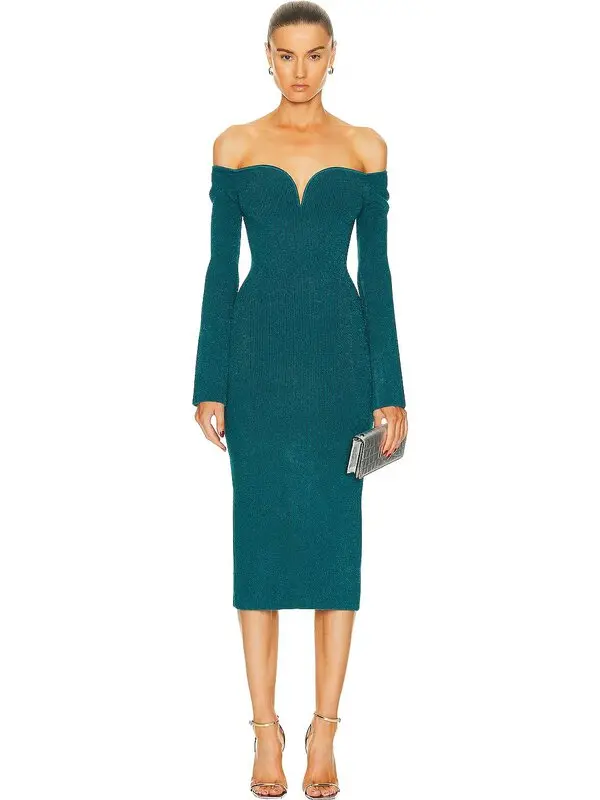 Galvan Grace Long Sleeve Dress - Peacock