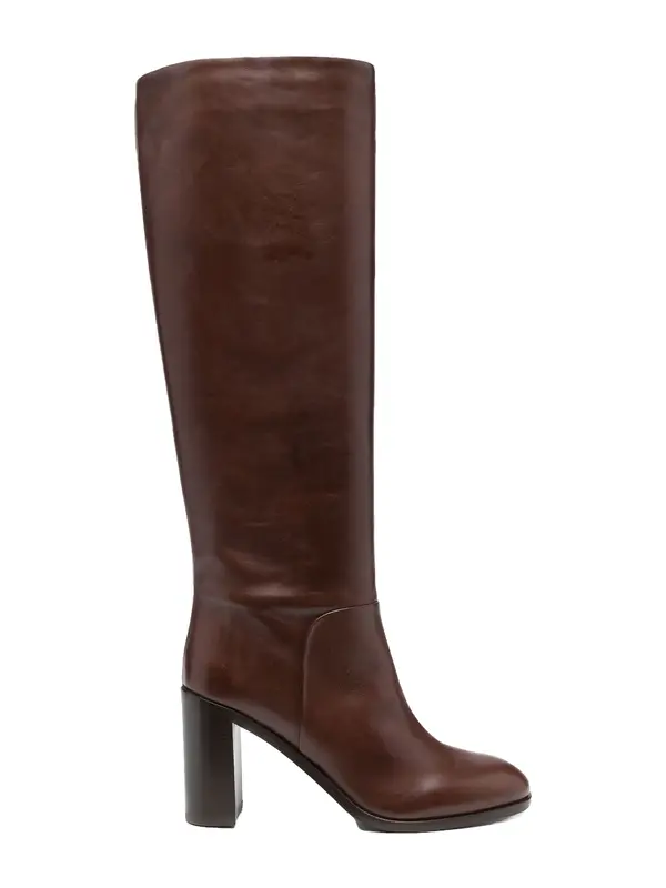 Sartore Knee-high Leather Boots - Brown