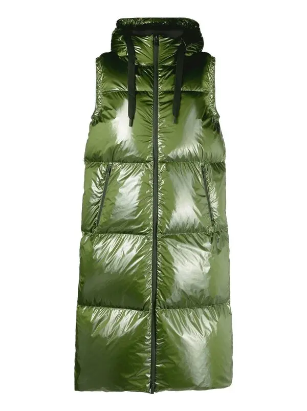 Herno Lacquered Padded Longline Gilet - Green