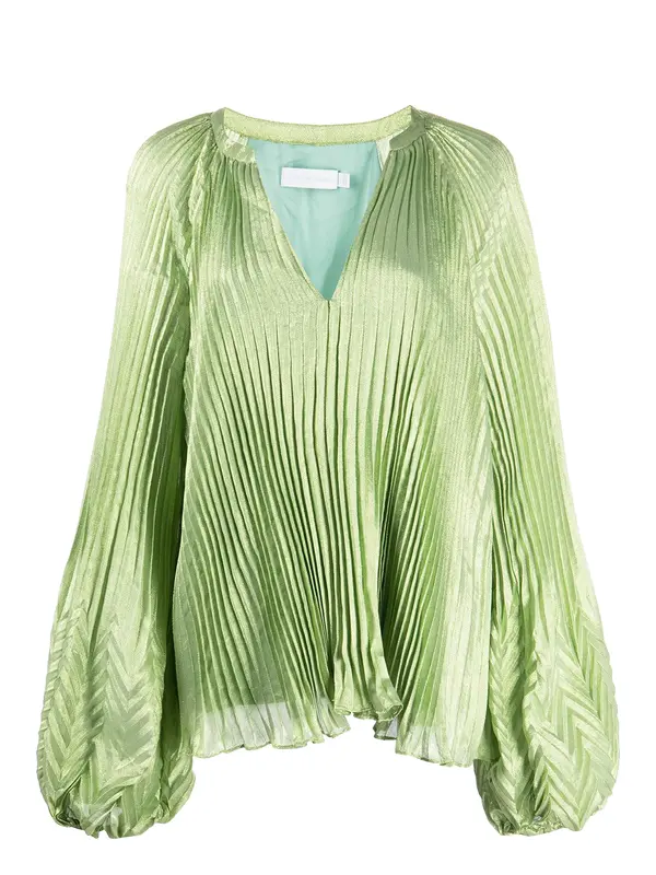 Simkhai Silk-blend V-neck Top - Green