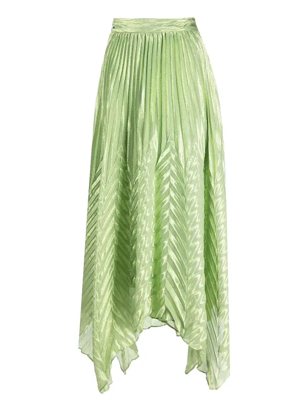 Simkhai Metallic-thread Pleated Skirt - Green