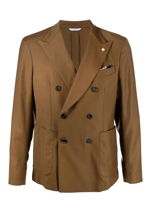 MANUEL RITZ Double-breasted Wool Blazer - Brown