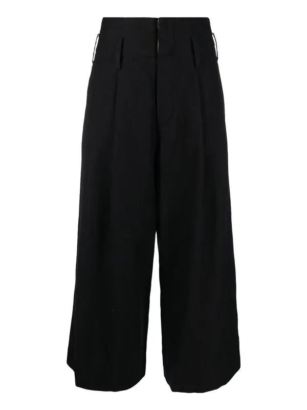 UMA WANG Wide-leg Cropped Trousers - Black