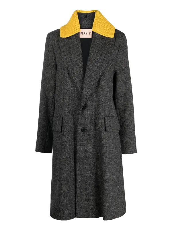 Plan C Prince Of Wales Check Coat - Grey