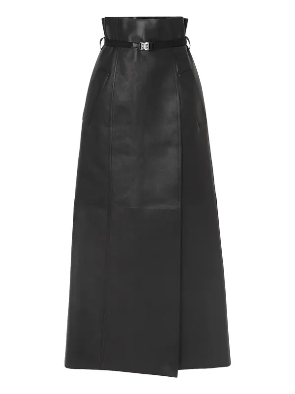 Givenchy Belted Leather Maxi Skirt - Black