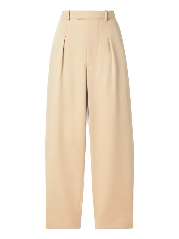 Wardrobe.NYC Hailey Bieber Pleated Wool Wide-leg Pants - Brown