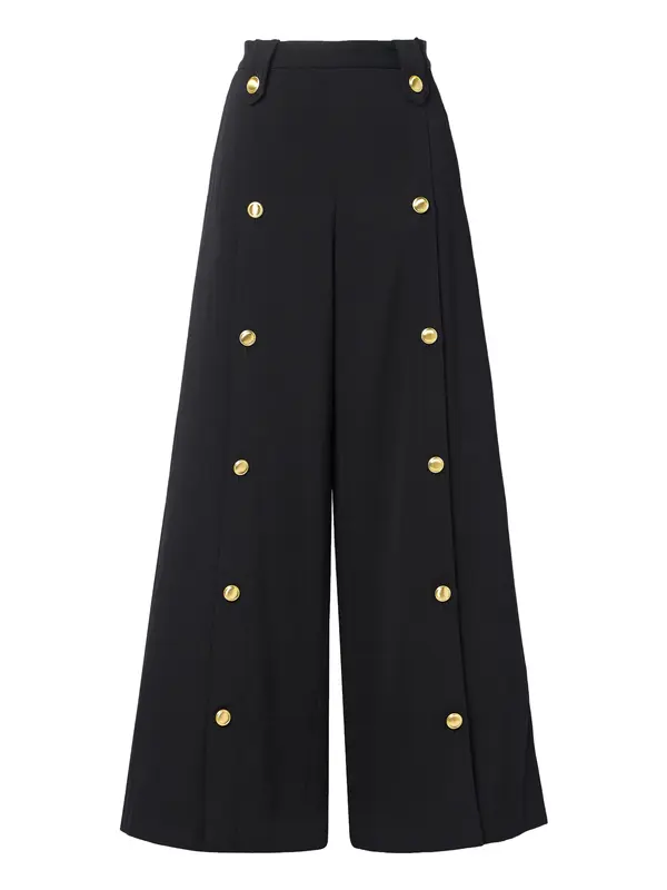 Rosetta Getty Wool-blend Twill Wide-leg Pants - Black