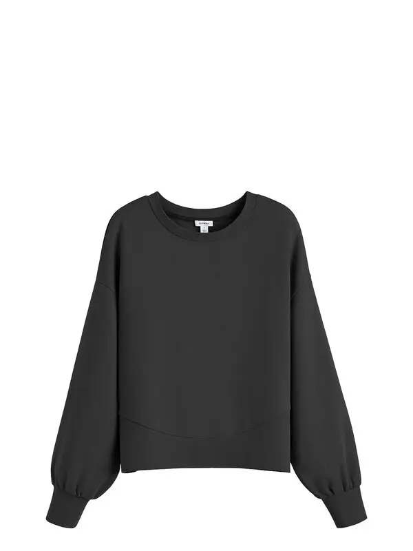 Cuyana Terry Balloon Sleeve Sweatshirt - Black
