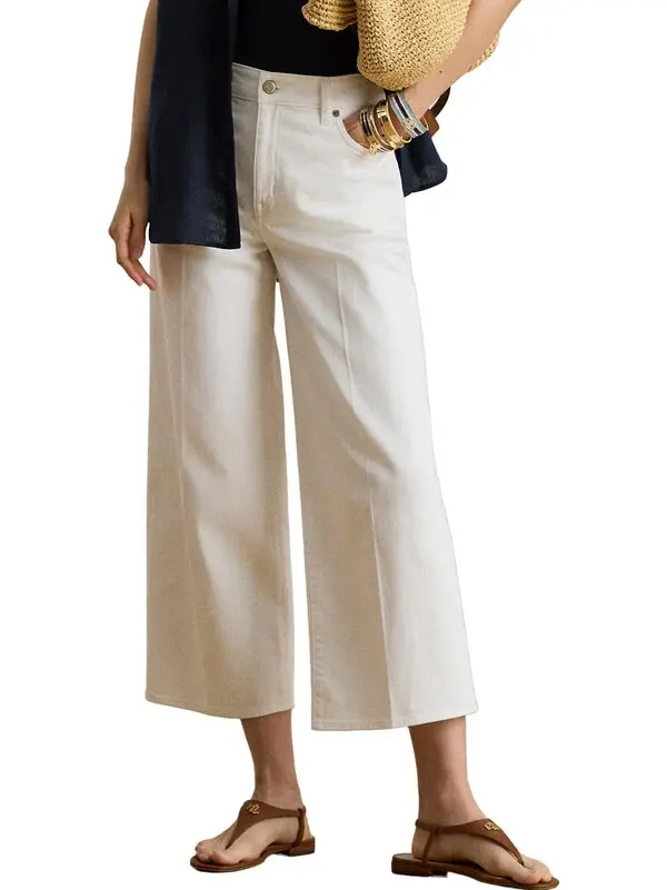Ralph Lauren High-rise Wide-leg Cropped Jean - White Wash