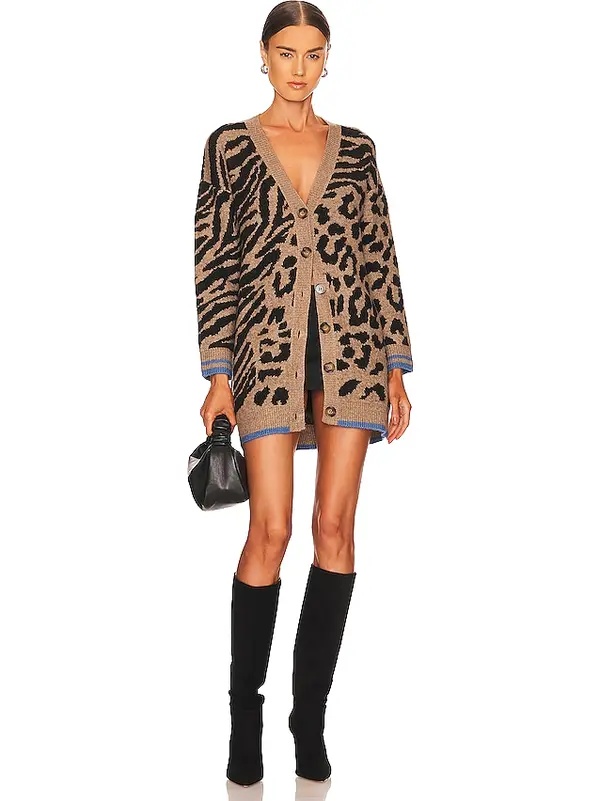 Heartloom Citrine Animal Print Cardigan - Latte