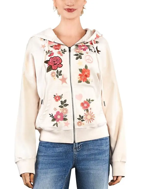 BILLY T Cotton-blend Embellished Hoodie - Iced Latte