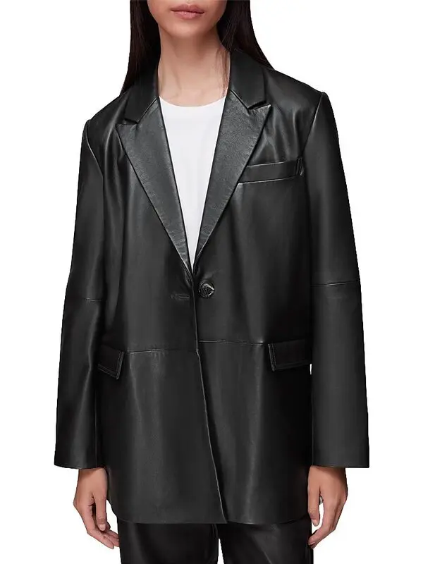 Whistles Stina Leather Blazer - Black