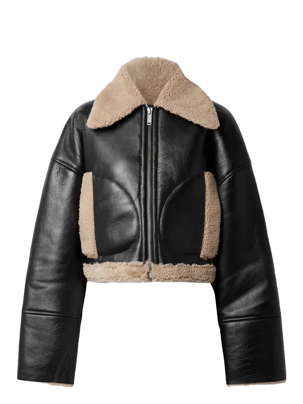 HALFBOY Cropped Shearling Jacket - Black
