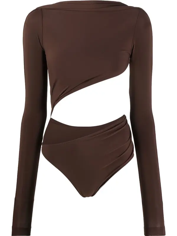 Jacquemus Asymmetric Cropped Bodysuit - Brown